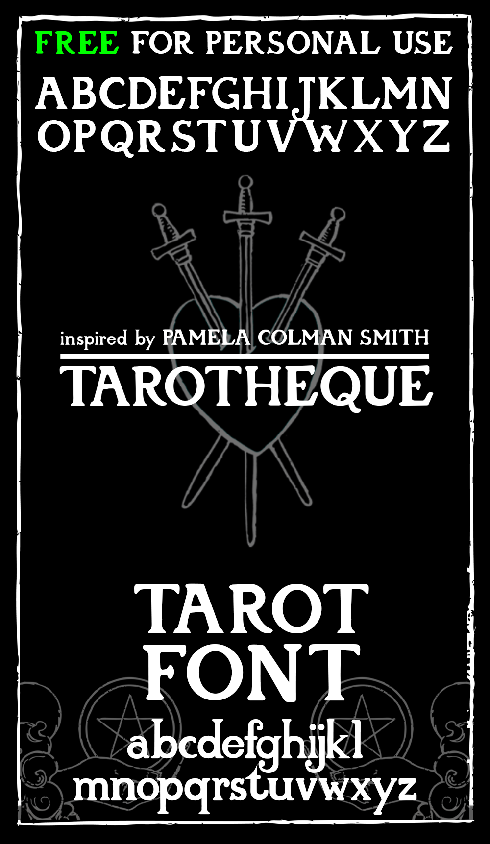 Tarot Font Tarotheque Inspired by Pamela Colman Smith